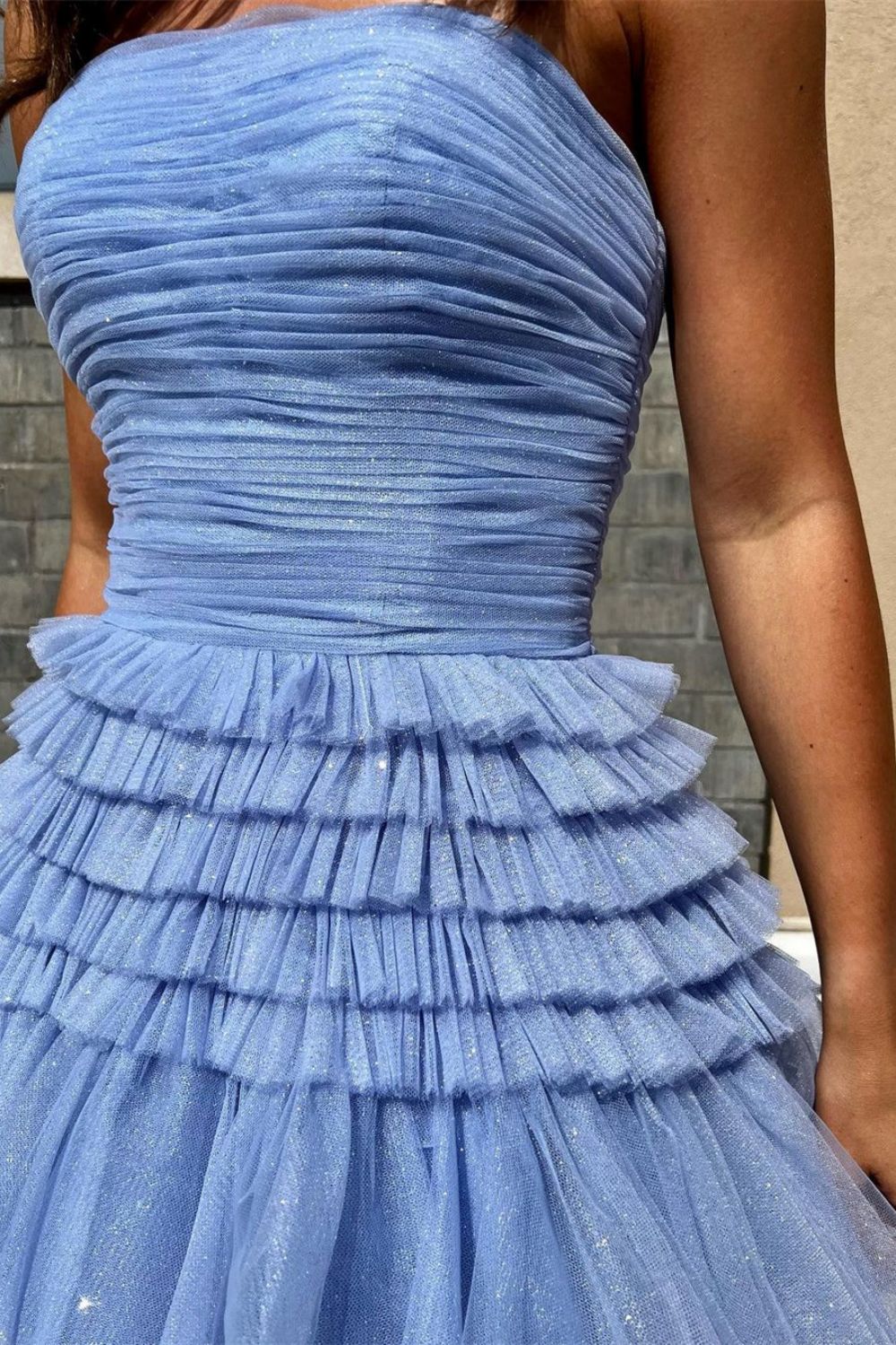 Luuvis Women Fuchsia Long Prom Dress A Line Strapless Formal Dress with ...